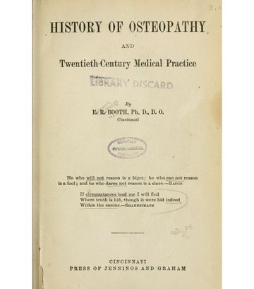 History of Osteopathy and Twentieth-Century Medical Practice by Emmons ...
